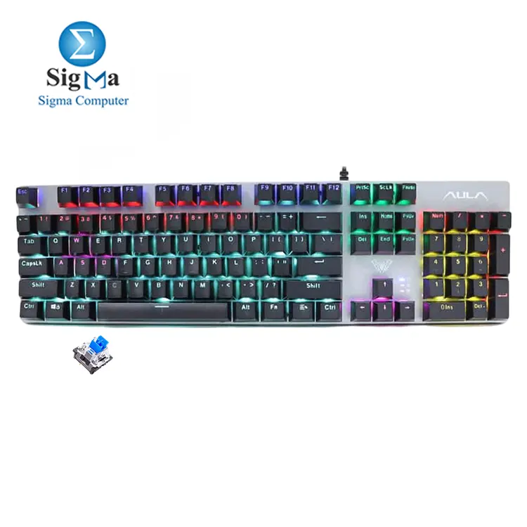 Aula F2068Pro Mechanical Keyboard Blue Switch – 104 Keys, USB, Rainbow ...