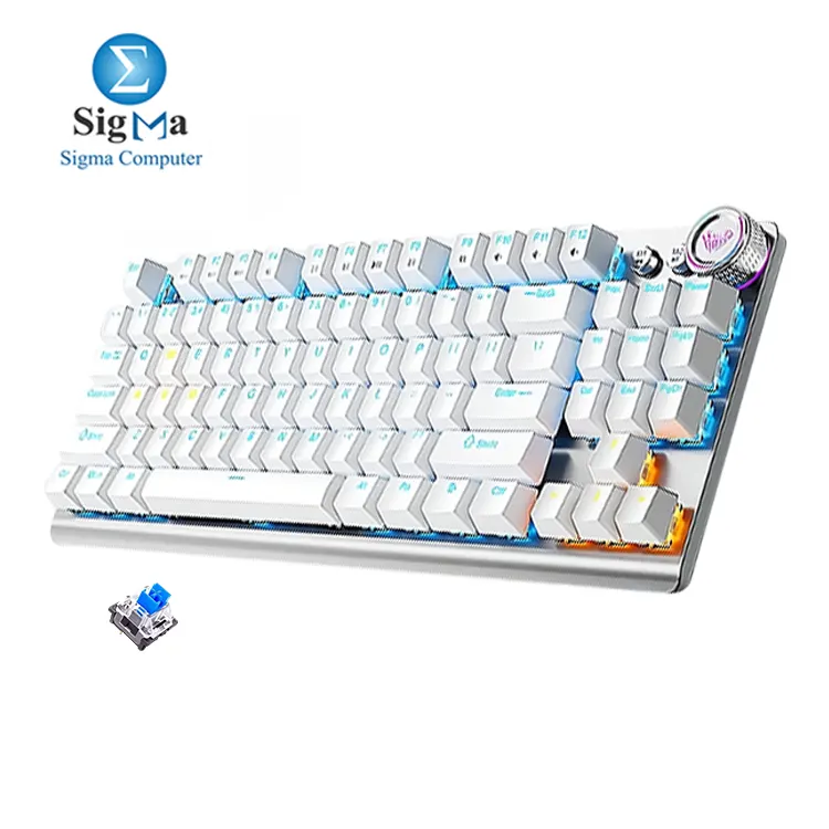 AULA F3001 TKL 87 Keys Mechanical White Wired Gaming Keyboard Blue ...