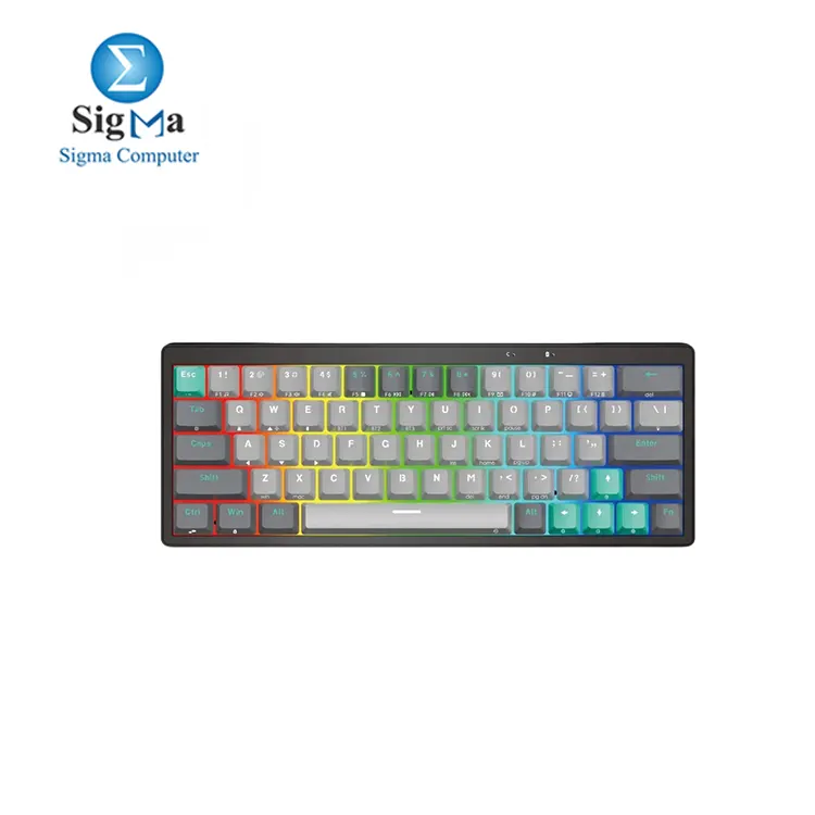 FANTECH MK912 ATOM PRO63 RGB Wireless Keyboard Mercury Black Red Switch ...