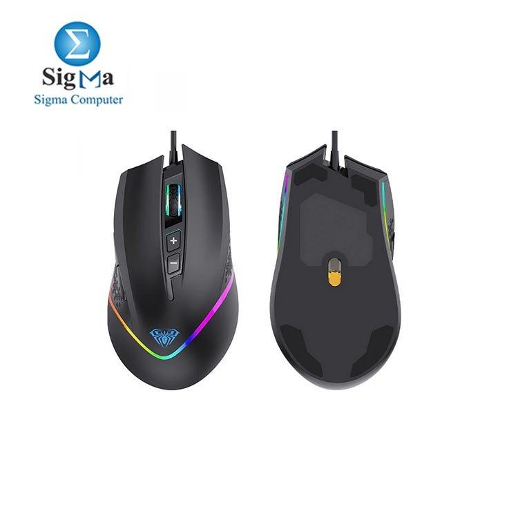 AULA F805 RGB Gaming Mouse Wired 6400DPI 7 Programmable Buttons Backlit ...